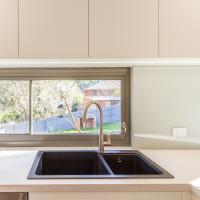 China Matte Creamy White PVC Kitchen Cabinet U Shaped Kitchen Units for sale