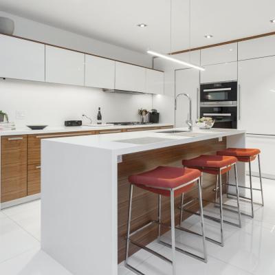 China Customization Modern Dark Brown Kitchen Cabinets European Style L Shaped for sale