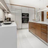 China Customization Modern Dark Brown Kitchen Cabinets European Style L Shaped for sale
