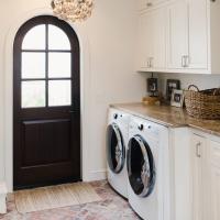 China White Shaker Laundry Storage Cabinet 580mm Bathroom Vanity with 15mm Marble Countertop for sale