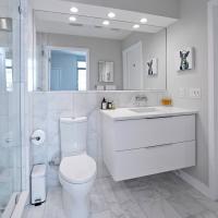 China Modern Bathroom Sink Cabinets Modular Acrylic Flat Panel Wall Hanging Bathroom Vanity for sale