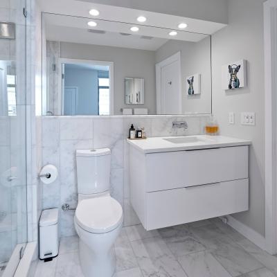 China Modern Bathroom Sink Cabinets Modular Acrylic Flat Panel Wall Hanging Bathroom Vanity for sale