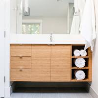 China Melamine Wall Mounted Plywood Bathroom Vanity Units MDF Freestanding Vanity Unit Flat Panel for sale