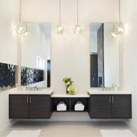 China Melamine Bathroom Vanity Units Cabinet Modern Dark Grey Wood Texture for sale