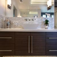 China Melamine Bathroom Vanity Units Cabinet Modern Dark Grey Wood Texture for sale