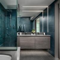 China Wall Mounted Melamine Bathroom Vanity Cabinet 18mm MDF Handless Modern Dark Wooden for sale