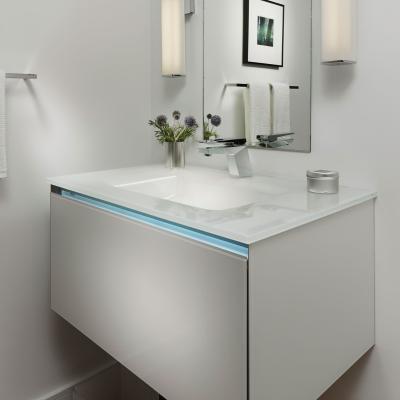 China Wall Mounted Glass Bathroom Vanity Cabinet 580mm Width Moisture Proof Particle Board for sale