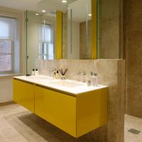 China Wall Mounted Glass Bathroom Vanity Cabinet 580mm Width Moisture Proof Particle Board for sale