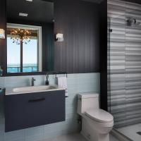 China Wall Mounted Glass Bathroom Vanity Cabinet 580mm Width Moisture Proof Particle Board for sale