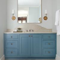 China Classic Multi Color Lacquer Mirror White Blue Bathroom Vanities Cabinet for sale