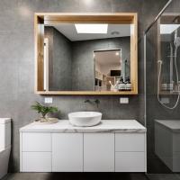 China 1 Meter Wall Hung Bathroom Vanity Unit Matte White Melamine 18mm Moisture Proof Particle Board for sale