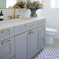 China Pale Grey Shaker Lacquer Bathroom Vanity Unit Customizable 580mm Width Plywood for sale