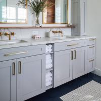 China Pale Grey Shaker Lacquer Bathroom Vanity Unit Customizable 580mm Width Plywood for sale