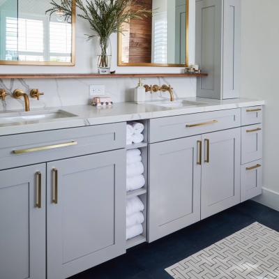 China Pale Grey Shaker Lacquer Bathroom Vanity Unit Customizable 580mm Width Plywood for sale