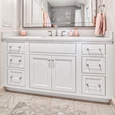 China American White Lacquer Bathroom Vanity Shaker Style 580mm Base Cabinet for sale