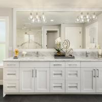 China Modern White Lacquer Shaker Bathroom Vanity Double Sink 1200mm Soft Close Dovetail Drawers for sale