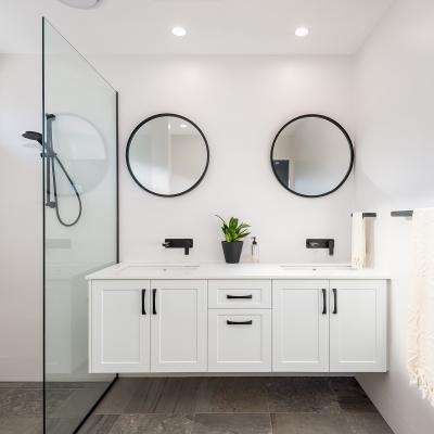 China Unique Standing Shaker Style Multi Color Lacquer Bathroom Vanity Set Sanitary for sale