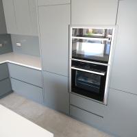 China Modern Handless Lacquer Kitchen Cabinet Medium Ultra Matt Grey for sale