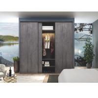 China Modern Timber Veneer Sliding Door Wardrobe Grey Brown 18mm MFC Custom Sizes for sale