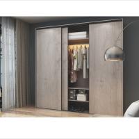 China Modern Timber Veneer Sliding Door Wardrobe Grey Brown 18mm MFC Custom Sizes for sale