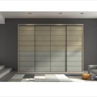 China Modern Timber Veneer Sliding Door Wardrobe Grey Brown 18mm MFC Custom Sizes for sale