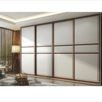 China Custom Raised Sliding Door Wardrobe Solid Wood 18mm Plywood Bedroom Furniture Closet Cabinet for sale