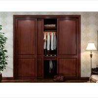 China Custom Raised Sliding Door Wardrobe Solid Wood 18mm Plywood Bedroom Furniture Closet Cabinet for sale