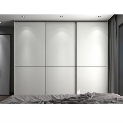 China Modern Melamine Sliding Door Wardrobe White Grey Multi Color 16mm MFC Custom Sizes for sale