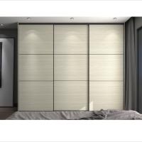 China Modern Wood Grain Timber Veneer Sliding Door Wardrobe Cabinet 600mm Width with Dresser for sale