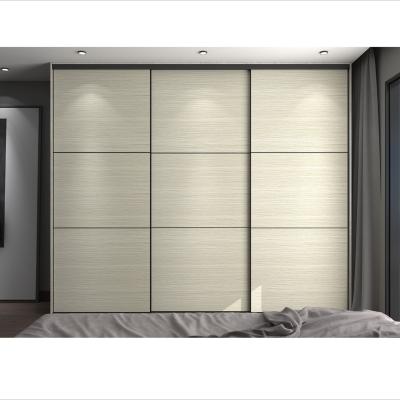 China Modern Wood Grain Timber Veneer Sliding Door Wardrobe Cabinet 600mm Width with Dresser for sale