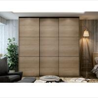 China Modern Wood Grain Timber Veneer Sliding Door Wardrobe Cabinet 600mm Width with Dresser for sale