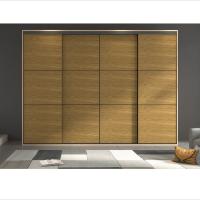 China Modern Wood Grain Timber Veneer Sliding Door Wardrobe Cabinet 600mm Width with Dresser for sale