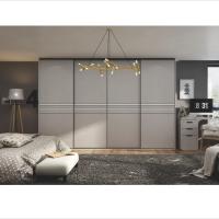 China Modern Beige Dark Grey Sliding Wardrobe Lacquer Bedroom Closet for sale