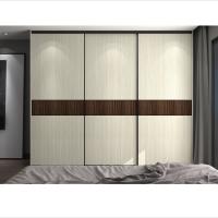 China White Beige Melamine Sliding Door Wardrobe Closet Organizer 2200mm Tall Cabinet for sale
