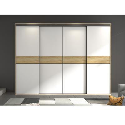 China White Beige Melamine Sliding Door Wardrobe Closet Organizer 2200mm Tall Cabinet for sale