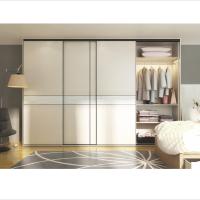 China White Beige Melamine Sliding Door Wardrobe Closet Organizer 2200mm Tall Cabinet for sale