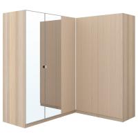 China Melamine 4 Door Storage Cabinet Modern Wood Grain Wardrobe 2200mm H with Drawers Mirror for sale