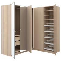 China Melamine 4 Door Storage Cabinet Modern Wood Grain Wardrobe 2200mm H with Drawers Mirror for sale