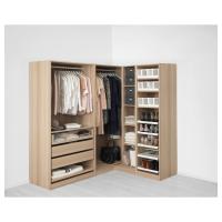 China Melamine 4 Door Storage Cabinet Modern Wood Grain Wardrobe 2200mm H with Drawers Mirror for sale