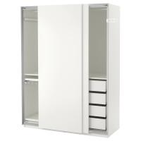 China Matte White Cream Flat Panel Lacquer Sliding Door Wardrobe Closet Cloth Bedroom Storage for sale