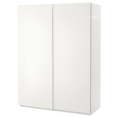 China Matte White Cream Flat Panel Lacquer Sliding Door Wardrobe Closet Cloth Bedroom Storage for sale