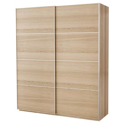 China Melamine Sliding Door Wardrobe 18mm Wood Grain Plain Modern Modular Bedroom Closet Lacquer for sale