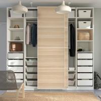 China Melamine Sliding Door Wardrobe 18mm Wood Grain Plain Modern Modular Bedroom Closet Lacquer for sale