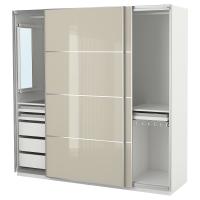 China Customizable Wooden Glass Wardrobe with Mirror 600mm Depth 2200mm Height Bedroom Storage for sale