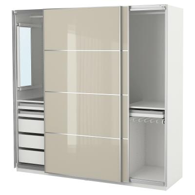 China Customizable Wooden Glass Wardrobe with Mirror 600mm Depth 2200mm Height Bedroom Storage for sale