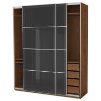 China Customizable Wooden Glass Wardrobe with Mirror 600mm Depth 2200mm Height Bedroom Storage for sale