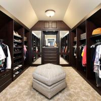 China Solid Wood Walk In Closet Modern Classic U Shaped Brown Clothes Storage Cabinets for sale