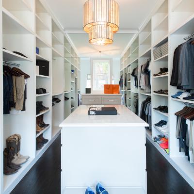 China Custom U Shape Walk In Wardrobe Closet 16mm Melamine Bedroom Organizer with Hettich Hardware for sale