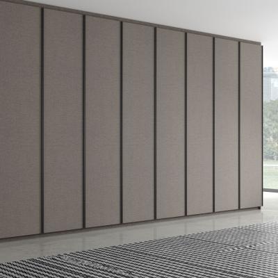 China Melamine Grey Fabric Texture Wardrobe Modern Wooden Storage Cabinet 600x2200mm for sale