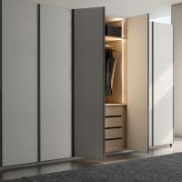 China Melamine Grey Fabric Texture Wardrobe Modern Wooden Storage Cabinet 600x2200mm for sale